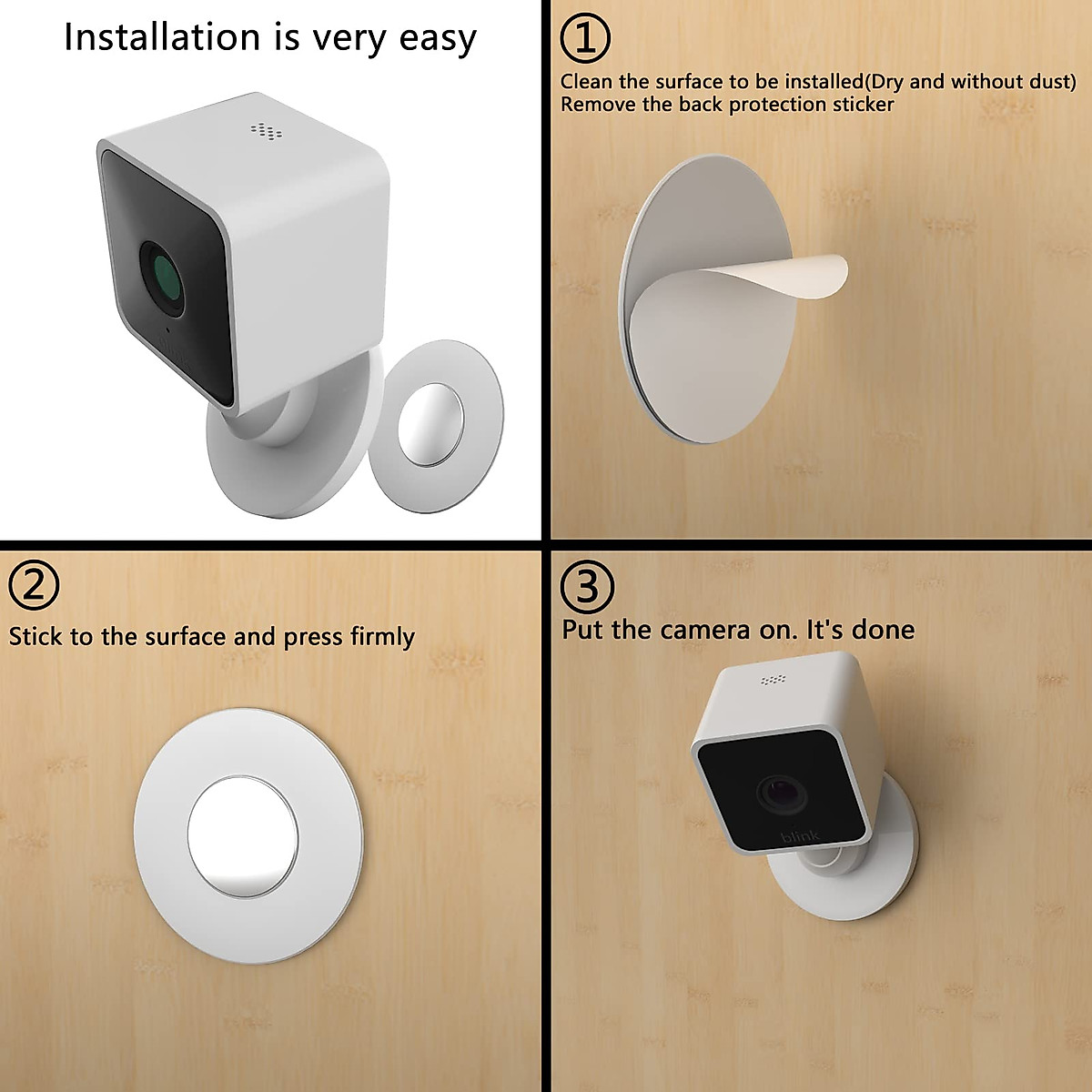 Strong Tape Wall Mount for Blink Mini,Magnetic Attraction,No Hole Holder, No Screws, No Tools Install