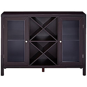 Kings Brand Furniture Wine Rack Bar Cabinet, Kitchen Sideboard and Buffet Table with Storage for Dining, Living Room, Espresso