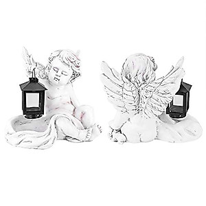 Ruiqas Candles Holder Outdoor Resin Landscape Lamp Home Garden Lawn Lamp Fairy Angel Light Decoration Sculpture Craft