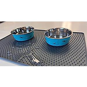 Premium Grade Pet Food Mat, Silicone Cat Litter Mat, Floor Protective Mat, Waterproof, Urine Proof Silicone Pet Mat with Silicone Bristles to help Clean Pets Paws