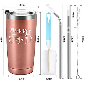 Gtmileo Daddys and Mommys Sippy Cup Stainless Steel Insulated Travel Tumbler Set, Mothers Day Fathers Day Christams Birthday Gifts for Dad Mom New Parents Papa Mama Anniversary(20oz, Rose Gold&Black)