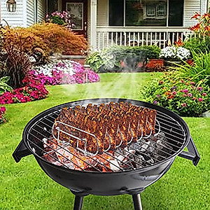 Large Rib Rack for Smoking - 6 Slots Rib Racks for Grilling - Easy to Use and Clean BBQ Rib Rack for Grill - Premium Durable Rib Rack Stainless Steel