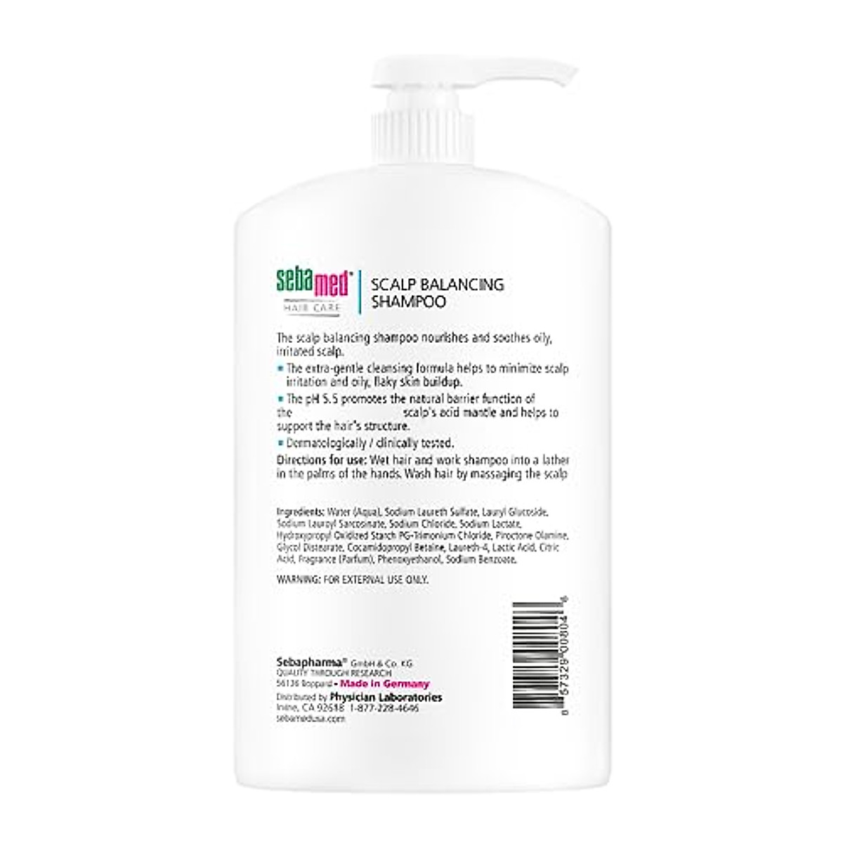 SEBAMED Scalp Balancing Shampoo - Gentle Anti Dandruff Shampoo Formula for Oily Hair and Flaky Scalp 33.8 Fluid Ounces (1 Liter with Pump) Pack of 2