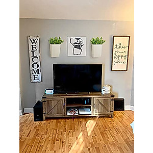 Dahey 2 Packs Metal Wall Planter with Artificial Plants, Farmhouse Wall Decor Hanging Wall Vase Boxs Galvanized Flowers Holder for Country Rustic Home Wall Decor, White