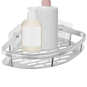 Bathroom Shower Corner Shelf - Wall Mounted Storage Rack | Rustproof Stainless Steel Caddy Organizer for Shower E.ssentials, Adhesive Corner Shower Organizer, Shower Rack for Bathtub Bathroom Rv