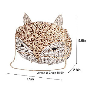 Evevictor Clutch Purse, Evening Handbag, Rhinestone Money Bag for Prom Party Wedding Date (Gold-fox)