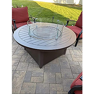 AMS Fireplace 36" Round Fire Pit Glass Wind Guard | Clear Tempered Glass Flame Protective Pane. Wind Resistant with Aluminum Corner Bracket and Rubber Feet
