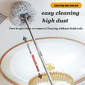 Mops for Floor Cleaning, Cleaning Mop 360 Degree Rotatable Adjustable Microfiber Extendable Wall Cleaning Mop with Long Handle Wall Mop Cleaner for Floor Ceiling Window Wall