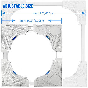 DUPDMKIN Mini Fridge Stand 8 Wheel Washing Machine Stand Washer and Dryer Stand with Brake Adjustable Refrigerator Dolly (White)