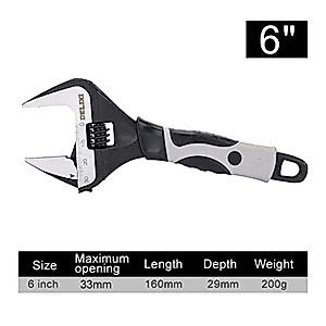DELIXI Adjustable Wrench 6 inch, Small Wrench, Thin Stubby Spanner, 1.3 inch Wide Opening, Multi-function Pocket Wrenches for Repair, Decoration