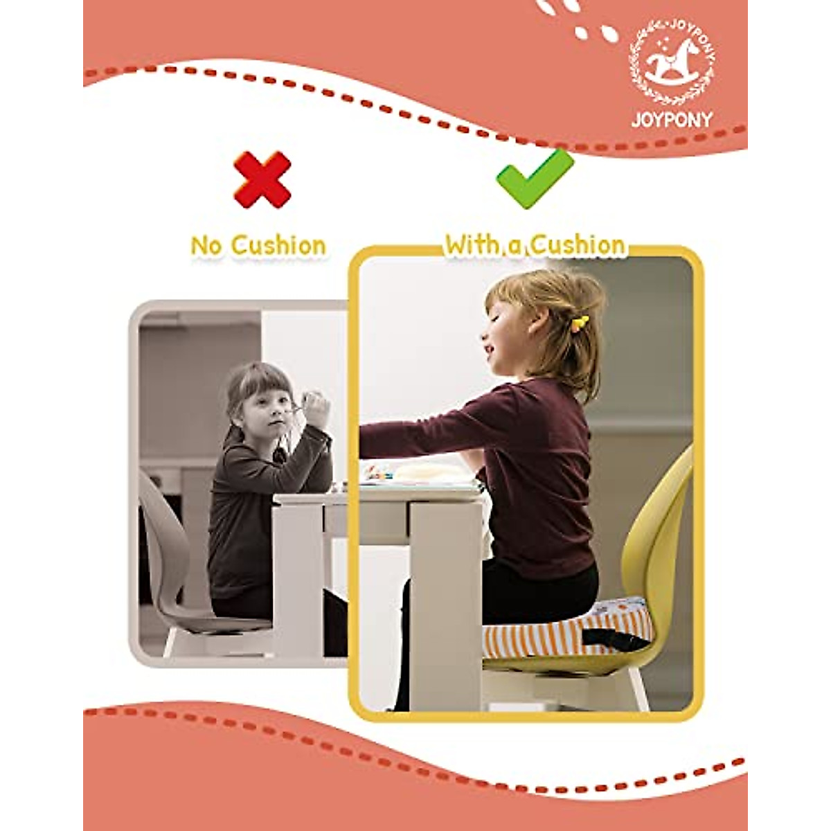 Toddler Booster Seat for Dining Table, 4 inch Ergonomic Design Dining Chair Heightening Cushion Portable Dismountable Eating, Washable Kids Toddler Booster Cushion, Adjustable Elasticity Straps(Space)