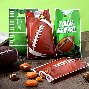 Pajean 120 Pcs Football Party Bags Football Plastic Treat Bags Football Gift Bags Football Goody Candy Bags Sport Favor Bags for Football Themed Party Decorations Football Bowl Party Supplies