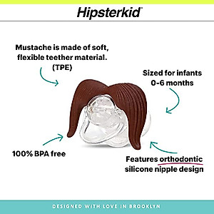 Hipsterkid Mustachifier Pacifier 0-6 Months | BPA-Free, Orthodontic Silicone Nipple | Cute, Funny, Mustache Binkies | Gift for Babies, Newborns, Infants, Toddlers (Gentleman)