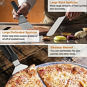 grilljoy 28-Piece Griddle Accessories Kit with Cleaning Kit for Teppanyaki Camping Cooking - Complete Griddle Tools Set in Carrying Storage Bag - Basting Cover, Smash Burger Press, Grill Spatulas