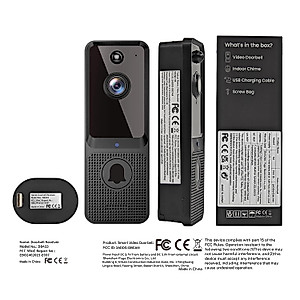 ALPHAPEACH Smart Video Doorbell Camera Wireless with Included Chime, AI Human Detection, Cloud Storage, Night Vision, 2-Way Audio, Battery Powered, 2.4G WiFi, Indoor Outdoor Surveillance