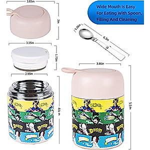 Maxerkeep Food Thermos Japanese Anime todoroki Deku izuku midoriya Bakugo 17oz Vacuum Insulated Soup Flask, Stainless Steel Lunch Container for Hot Food,Food Jar for Toddlers & Kids