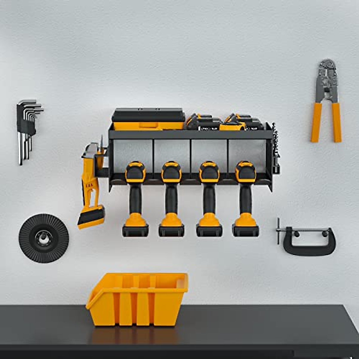 Riuog Power Tool Organizer, Removable combination Design Power Tool Holder,Heavy Power Tool Wall Mount Holder,Cordless drill Power Tool Shelf for Garage and Tool Room