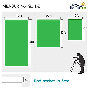 ISSUNTEX 10X20 ft Background Muslin Backdrop, Photo Studio, Collapsible High Density Screen for Video Photography and Television-Green