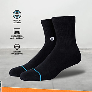 Stance Icon Quarter Socks [3 Pack] (Medium, Black)