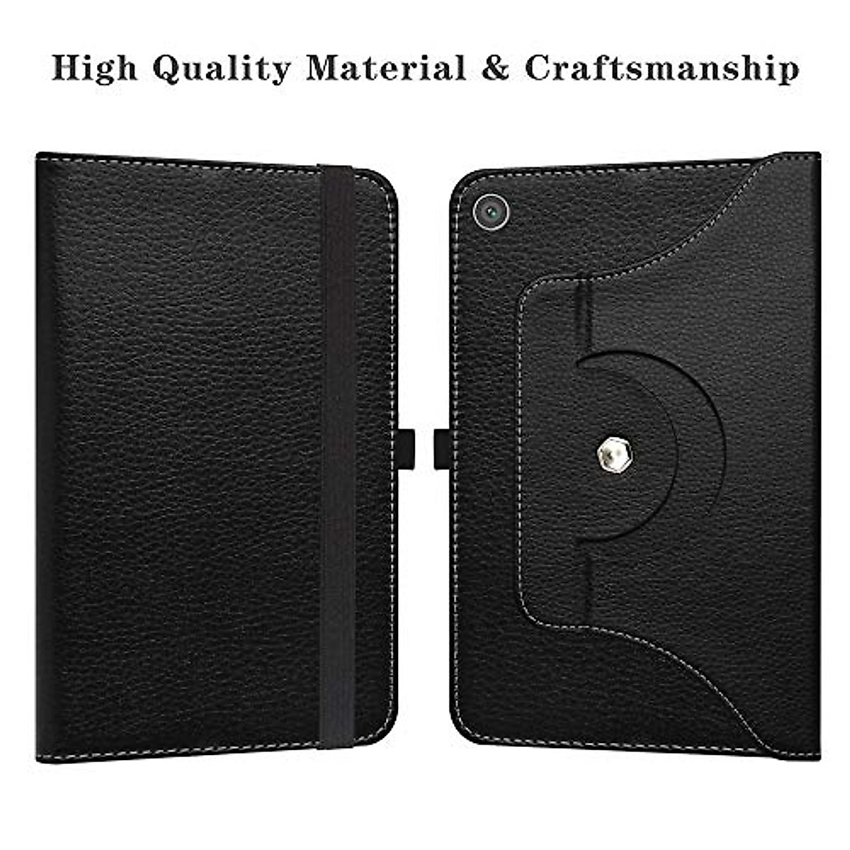 LiuShan Compatible with Huawei MatePad T10s Case,Huawei MatePad T10 Case，360 Degree Rotation Stand PU Leather with Cute Pattern for 10.1" Huawei MatePad T10s / Huawei MatePad T10 Tablet,Black