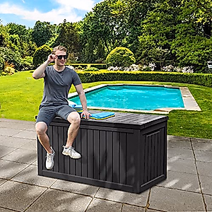 YITAHOME XXL 230 Gallon Large Outdoor Storage Deck Box for Patio Furniture, Outdoor Cushions, Garden Tools and Sports/Pools Equipment, Weather Resistant Resin, Lockable (Black)