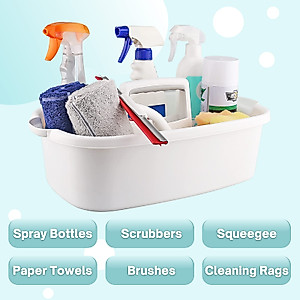KeFanta Cleaning Supplies Caddy, Cleaning Supply Organizer with Handle, Plastic Bucket for Cleaning Products, Tool Storage Caddy, White