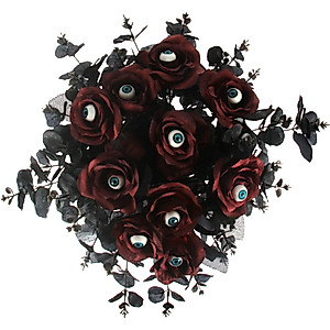 Tinsow 5 Pcs Black Artificial Eucalyptus Stems Faux Eucalyptuses Branches Black Leaf Halloween Centerpiece Halloween Home Decor (Black, 5)