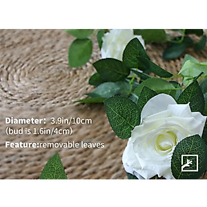 ZIFTY 5Pcs 32.5FT White Flower Garland Fake Vines Faux Artificial Floral Garland for Wedding Decortions Hanging Rose Ivy for Arch Garden Ceremony Background Outdoor Wall Decor