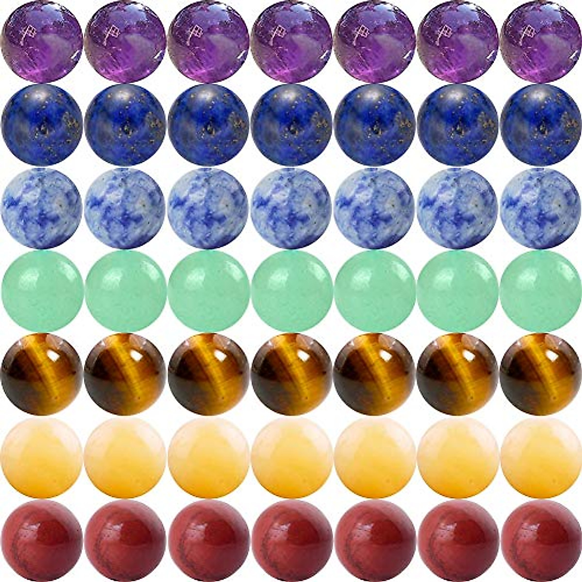 7 Chakra Natural Stone Beads Mixed 100pcs 8mm Round Genuine Real Stone Beading Loose Gemstone Amethyse Color DIY Smooth Beads for Bracelet Necklace Earrings Jewelry Making (7 Chakra Stone, 8mm)