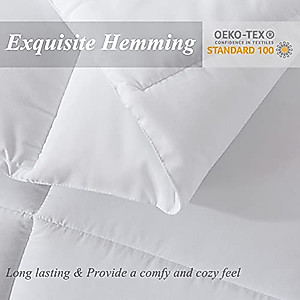 ELNIDO QUEEN Twin Comforter Duvet Insert - White Comforters Twin Size - All Season Fluffy Lightweight Down Alternative Comforter - Bedding Quilted Comforter - Twin Size(64×88 Inch)