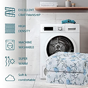 Blue Flowers Throw Blankets Gifts, Soft Flannel Fleece Microfiber Blankets, Warm Bed Blanket Throws for Chair Sofa Couch Bedroom Camper 50x80 in Rustic Floral Seasonal Summer Spring