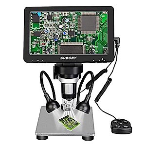 SVBONY SV604 7 Inch LCD Digital Microscope 1200X for Adults, Coin Microscope 1080FHD Video 12MP Camera, Electronic Microscope for Soldering, Wired Remote, Compatible with Windows and Mac OS