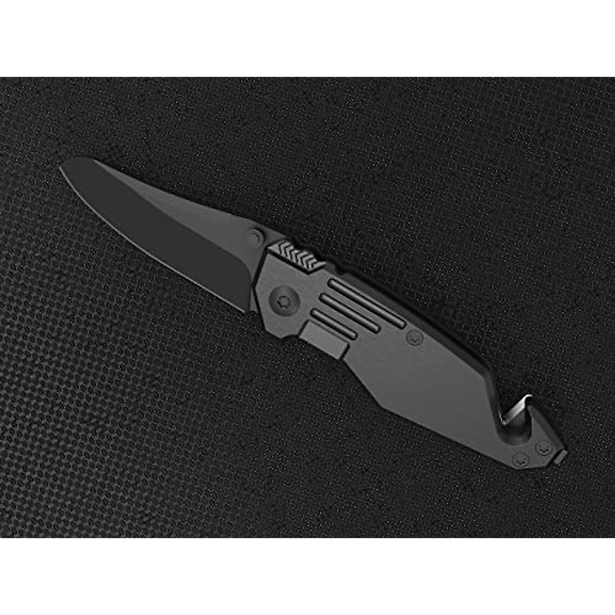 Pocket Knife, SHARKNIGHT EDC Pocket Knife 440C 2.56 inch Blade Wire Cord Cutter Glass Breaker Built-on Belt Clip Safe Lock Aluminum Handle Folding Knife for Outdoor Survival Camping Gift for Gentlemen