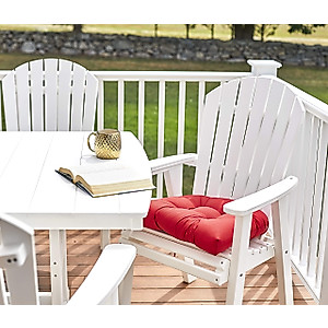 Klear Vu Wicker Solarium Indoor and Outdoor Chair Cushions for Patio Furniture, Kitchen and Dining Room, Water-Resistant Seat Pads, 19x18 Inches, 2 Count (Pack of 1), Red