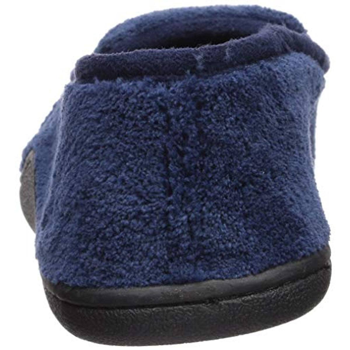 isotoner Men's Terry Moccasin Slipper with Memory Foam for Indoor/Outdoor Comfort, Navy, Large