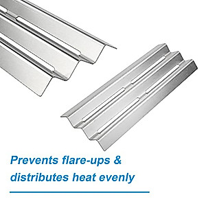 Derurizy Grill Heat Plate for Napoleon LEX485/605/730 LE LD485 Series Gas Grill Models S81001, Stainless Steel Heat Plate Tent Shields, Burner Cover Flame Tamer, 16 1/2", Pack of 4