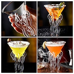 Cabilock Cocktail Glass Goblet Octopus Glass Wine Cups Party Drinking Cups Exquisite Martini Glasses Novelty Drink Cup for Party Bar