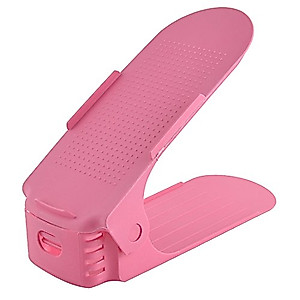 Qtqgoitem Plastic Household Space Saver Adjustable Heel Shoe Holder Organizer Rack Collector Stacker Storage Pink (Model: 7a2 072 870 461 06a)