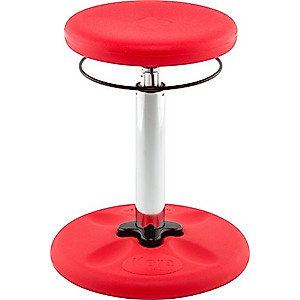 Kore Design Adjustable Height Wobble Chair, Active Sitting Stool for Children, Kids, Teens: Better Than a Balance Ball, Flexible Classroom Seating, Adjusts from 16.5 to 24 inches. Red