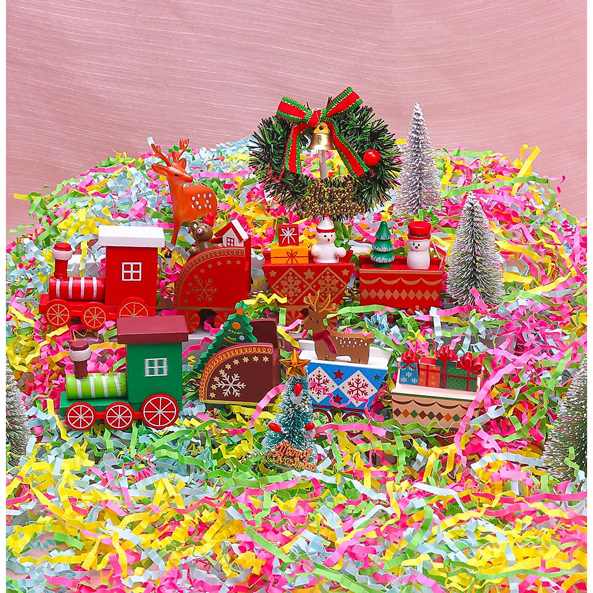 Zwish 150Grams/5.3Oz Colored Crinkle Cut Paper Shred Filler Gift Box Filler Paper for Easter Days, Valentine's Day Christmas Gift Box Filling