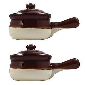 R&M International Traditional Style Ceramic 15-Ounce French Onion Soup Crocks, Polished, Set of 2