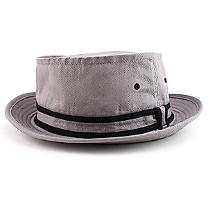 Armycrew Cotton Twill Fisherman Roll Up Bucket Hat with Stripe Band - Grey Black - LXL