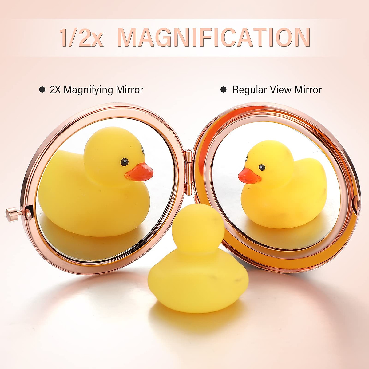 Roowest 12 Pcs Inspirational Compact Mirror Christmas Small Gifts for Women Bulk Thank You for Being Awesome Makeup Mirror for Purse Double Sided Travel Magnifying Pocket Mirror for Mom(Rose Gold)