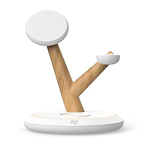 iMacaan 4-in-1 Wireless Charging Station | Compatible with iPhone 14, 13, 12, Pro, Pro Max, Mini, AppleWatch & AirPods | Lightening Fast Charging Dock w/Integrated LED Light (White)