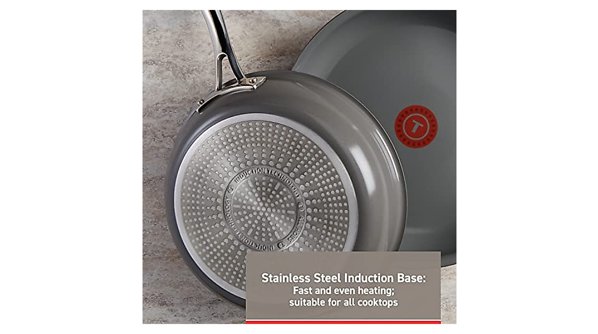 T-fal Ceramic Nonstick Cookware Set - 10 Pieces for Induction & Oven