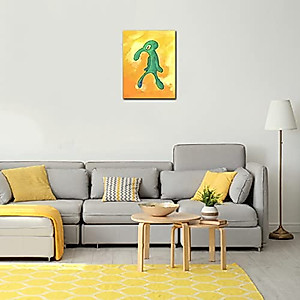 Classic Bold and Brash Painting Squidward Poster, Canvas Wall Art Print Home Bathroom Decor Framed Bedroom Office Living Room Small 8*12 Inch