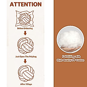 Petrella Knot Pillows Ball Round Throw Pillows Home Decor Cushion Decorative Aesthetic Throw Pillows，Caramel 8inch