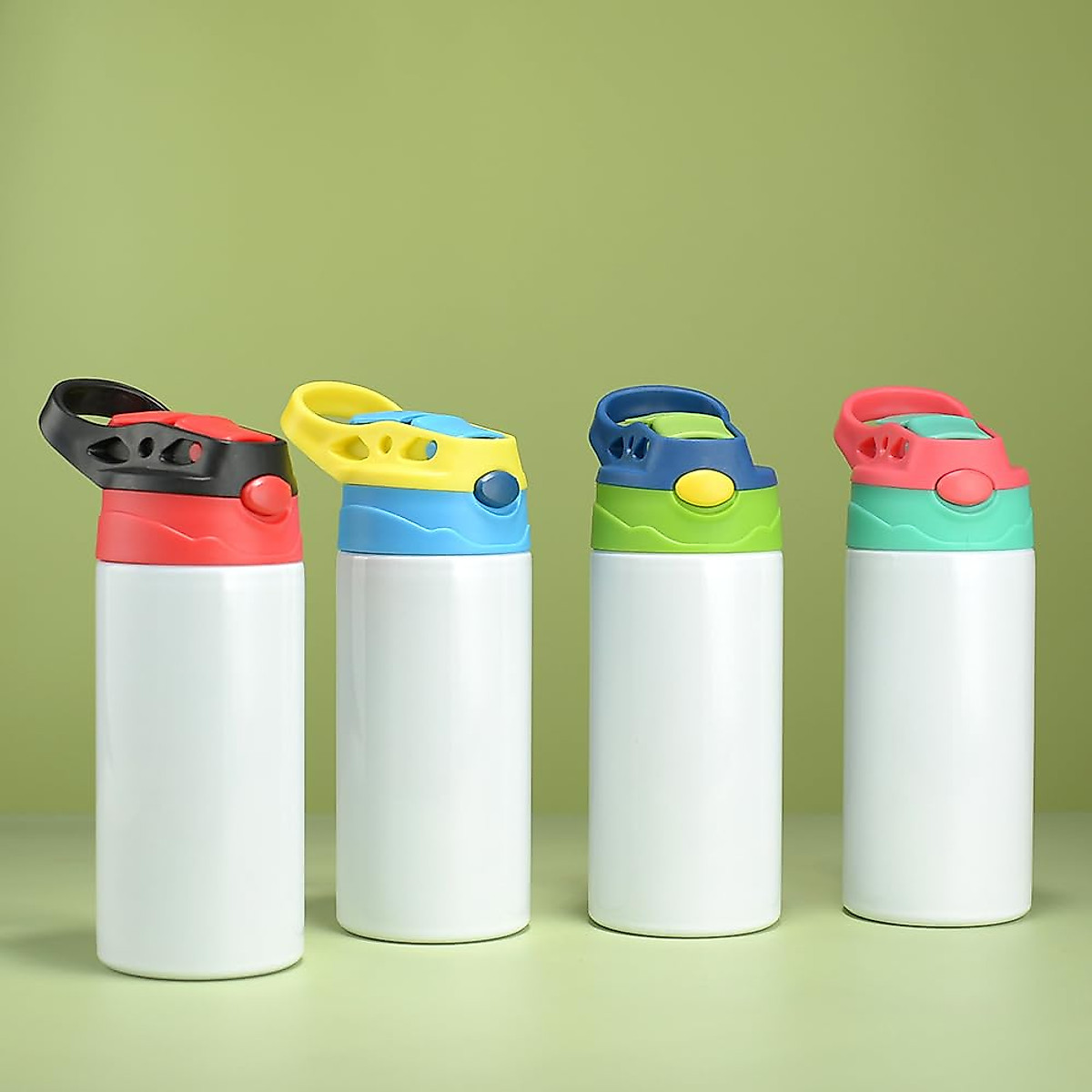 Icesip 30 PACK 12oz Kids Sublimation Tumbler Bulk,Sublimation Kids Water Bottle with One-click Pop-up Straw Lid and Handle, Spill Proof lid,for Water,Drinks