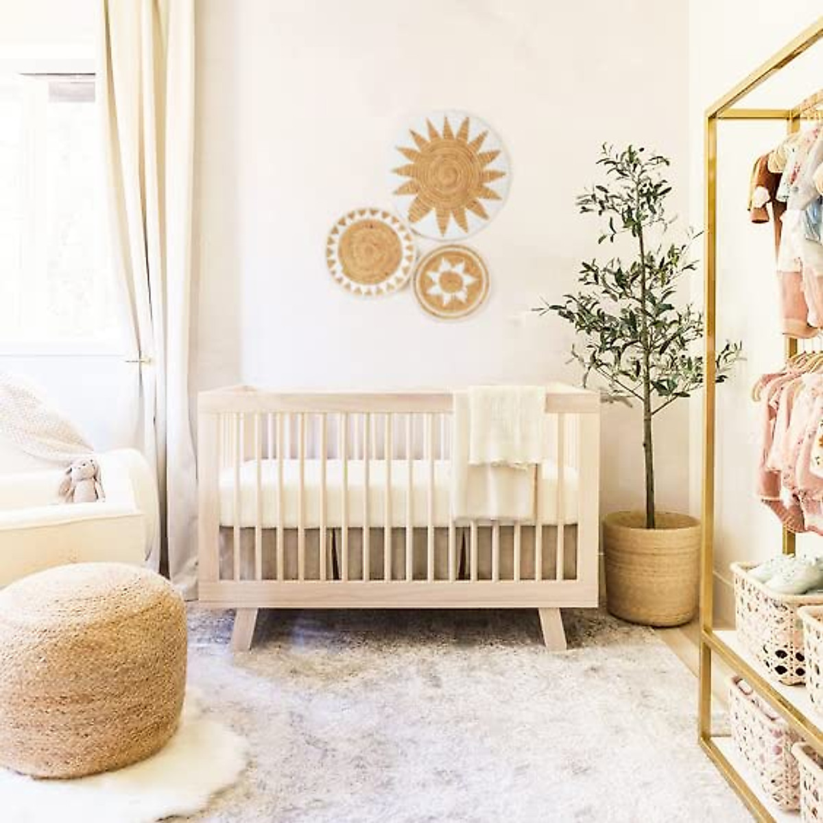 Desantiago Boho Wall Basket Decor - Set Of 3 White Round Wall Baskets Decorative, Decorative Hanging Baskets, Black Wicker Baskets Decorative, Corner Hanging Basket