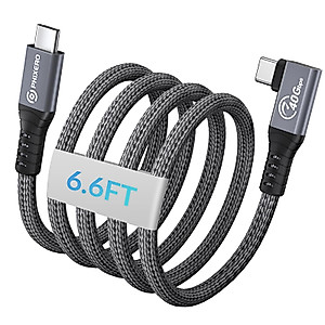 Cable Compatible with Thunderbolt 4 Cable 6.6ft, Right Angle USB4 Cable, with 40Gbps Data Transfer, PD100W Charging, Nylon Braided USB C Cable, Single 8K or Dual 4K Display, for MacBook Pro/Air